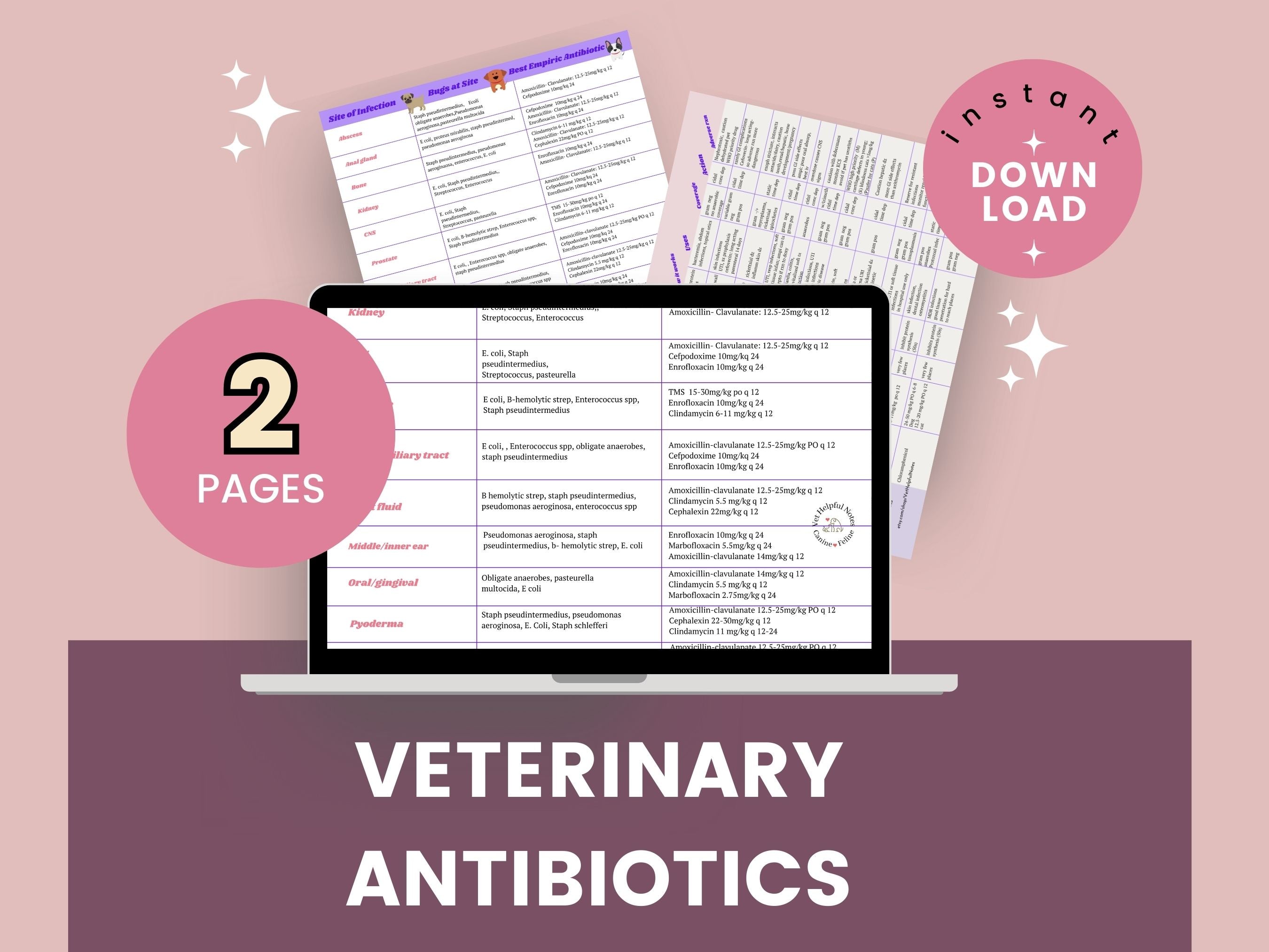 Veterinary antibiotics study guide, vet tech antibiotic cheat sheets ...