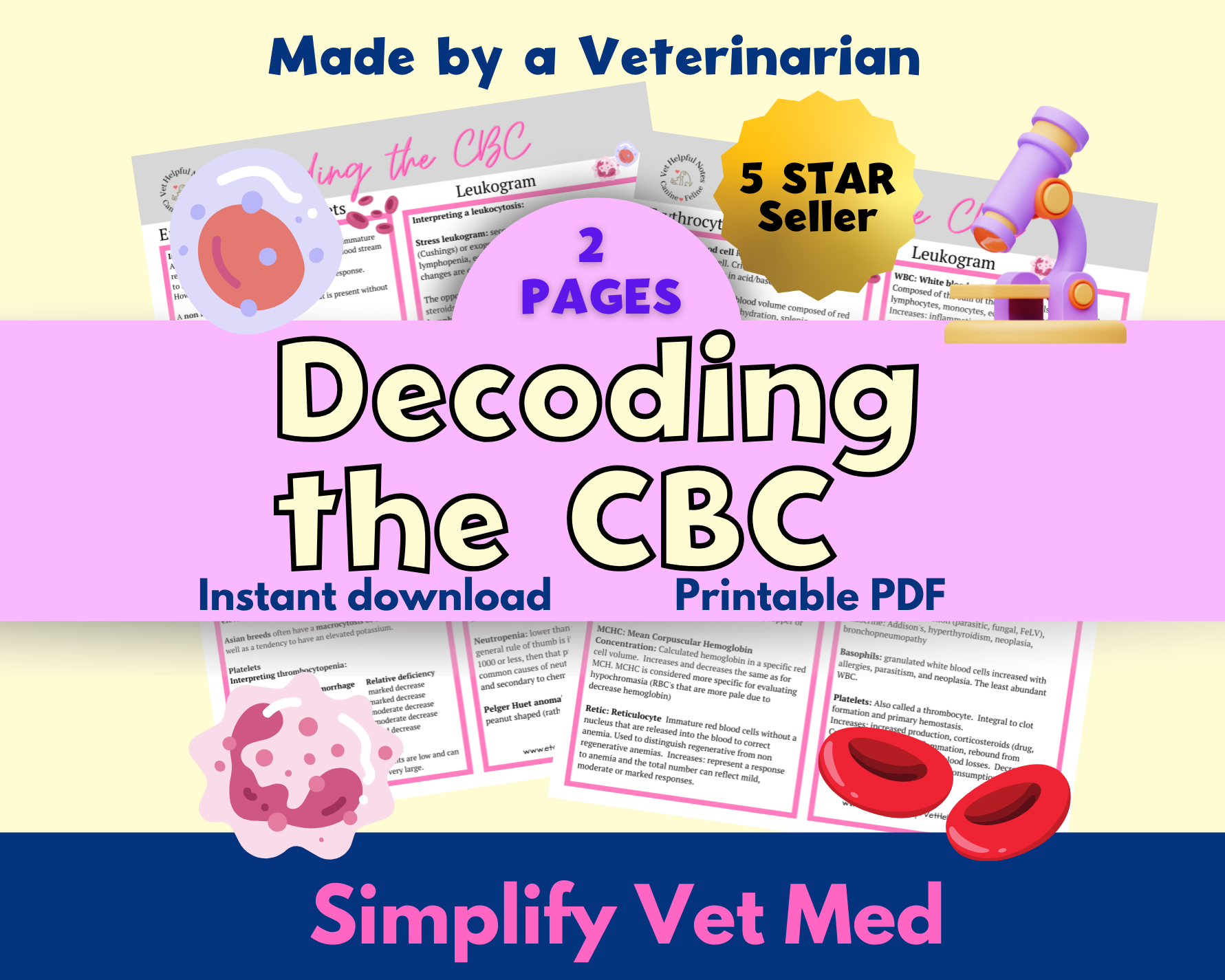 Veterinary CBC Interpretation Vet tech notes vet med student vet nurse ...