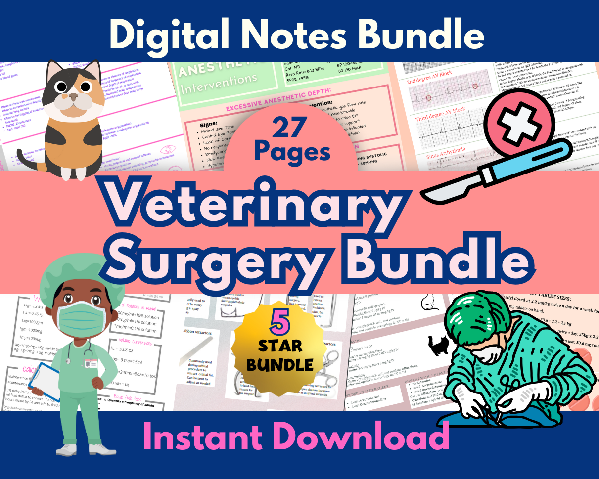 Veterinary Surgery Bundle, Vet Tech Notes, VTNE prep – Vet.Helpful.Notes